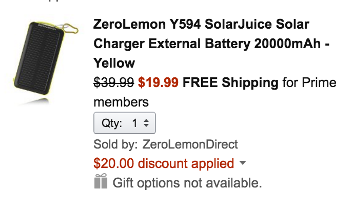 ZeroLemon SolarJuice 20000mAh External Battery Pack w/ LED Flashlight ...