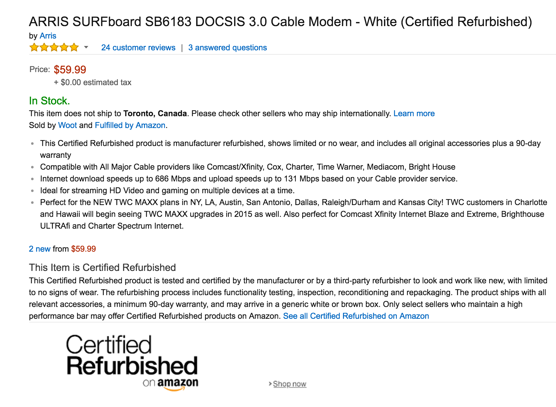 Motorola's best selling SURFBoard DOCSIS 3.0 Cable Modem (Cert. refurb ...