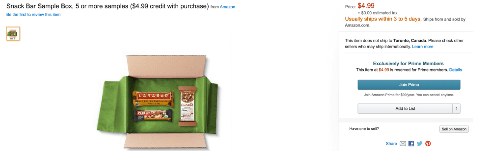 Amazon offers snack bar/energy drink sample boxes from $5 w/ free $5 ...