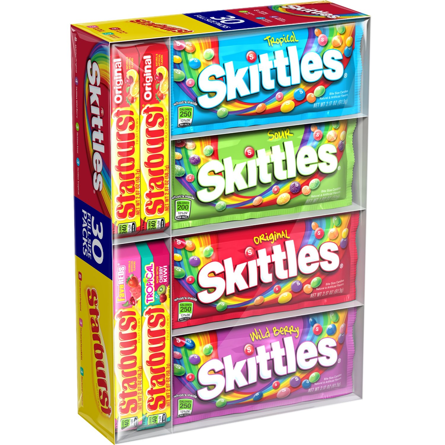 Taste the Rainbow! 30-Pack Skittles and Starburst Variety Box for $18 ...