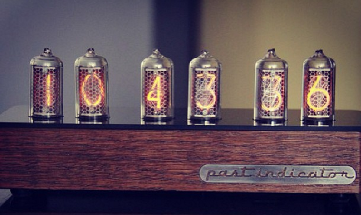 This gorgeous desk clock is made with vintage Soviet Union Nixie tubes