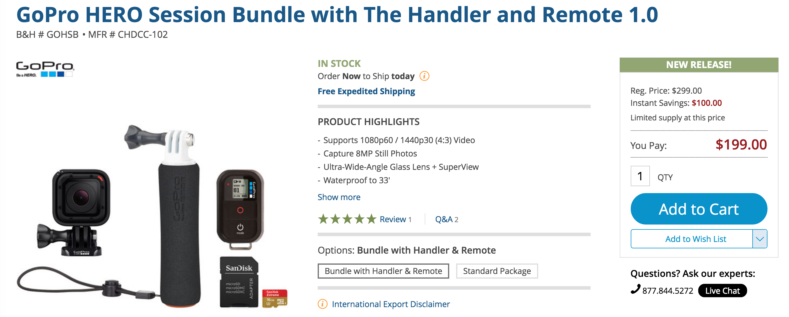 This GoPro HERO Session bundle includes a remote, floaty mount and more ...