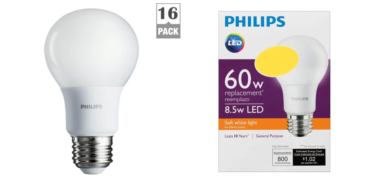 Green Deals: Philips 16-pack 60W A19 LED Light Bulbs $27 Prime shipped ...