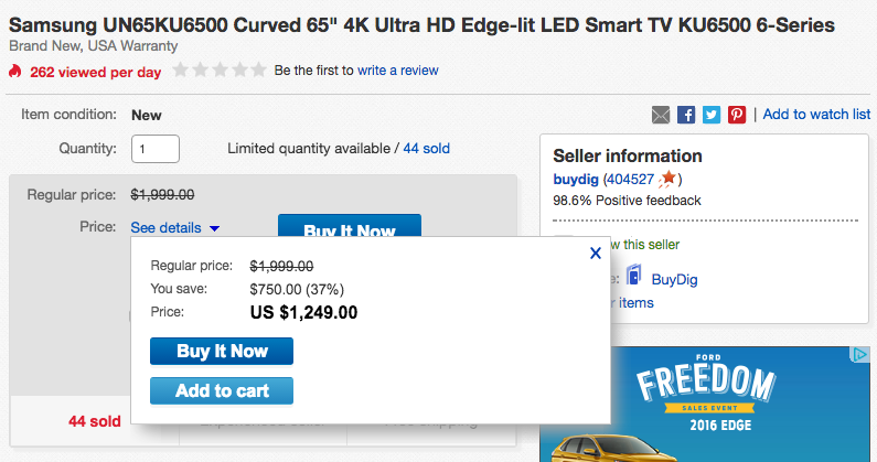 Smart HDTV Deals for Days: Samsung 65-inch Curved 4K $1,249, VIZIO 40 ...