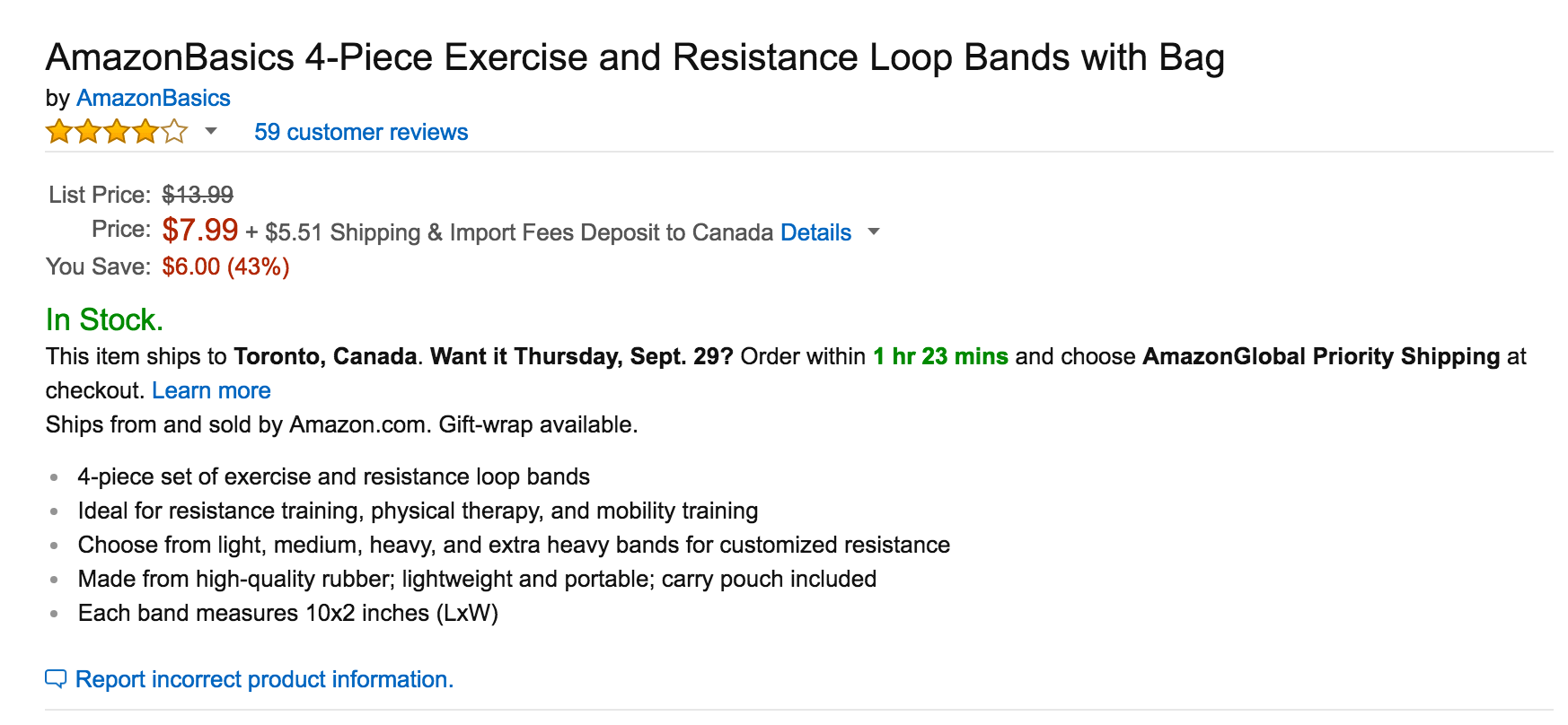 The AmazonBasics 4-Piece Exercise & Resistance Band Set is within cents ...