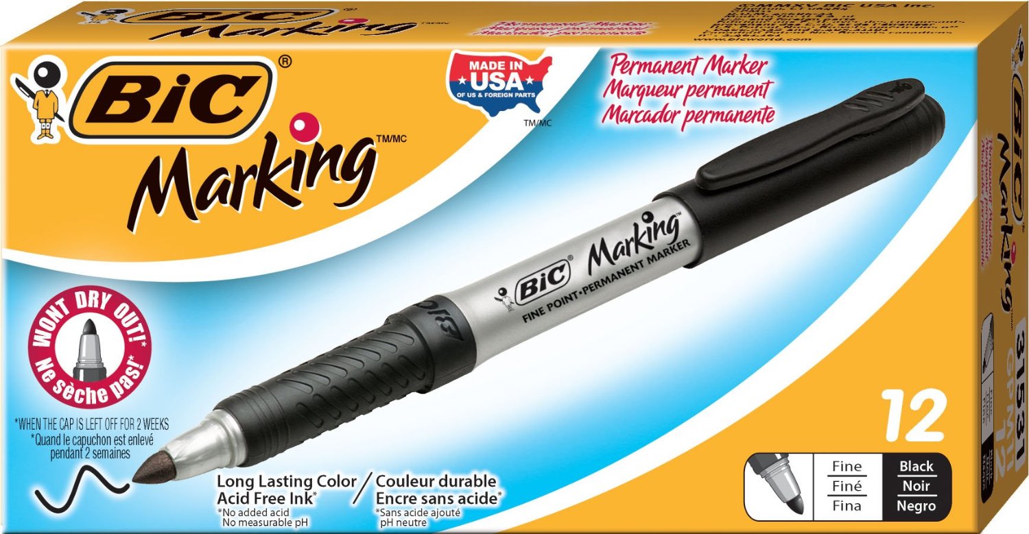 Office Supplies: 12-Pack BIC Marking Fine Point Permanent Markers $4 ...
