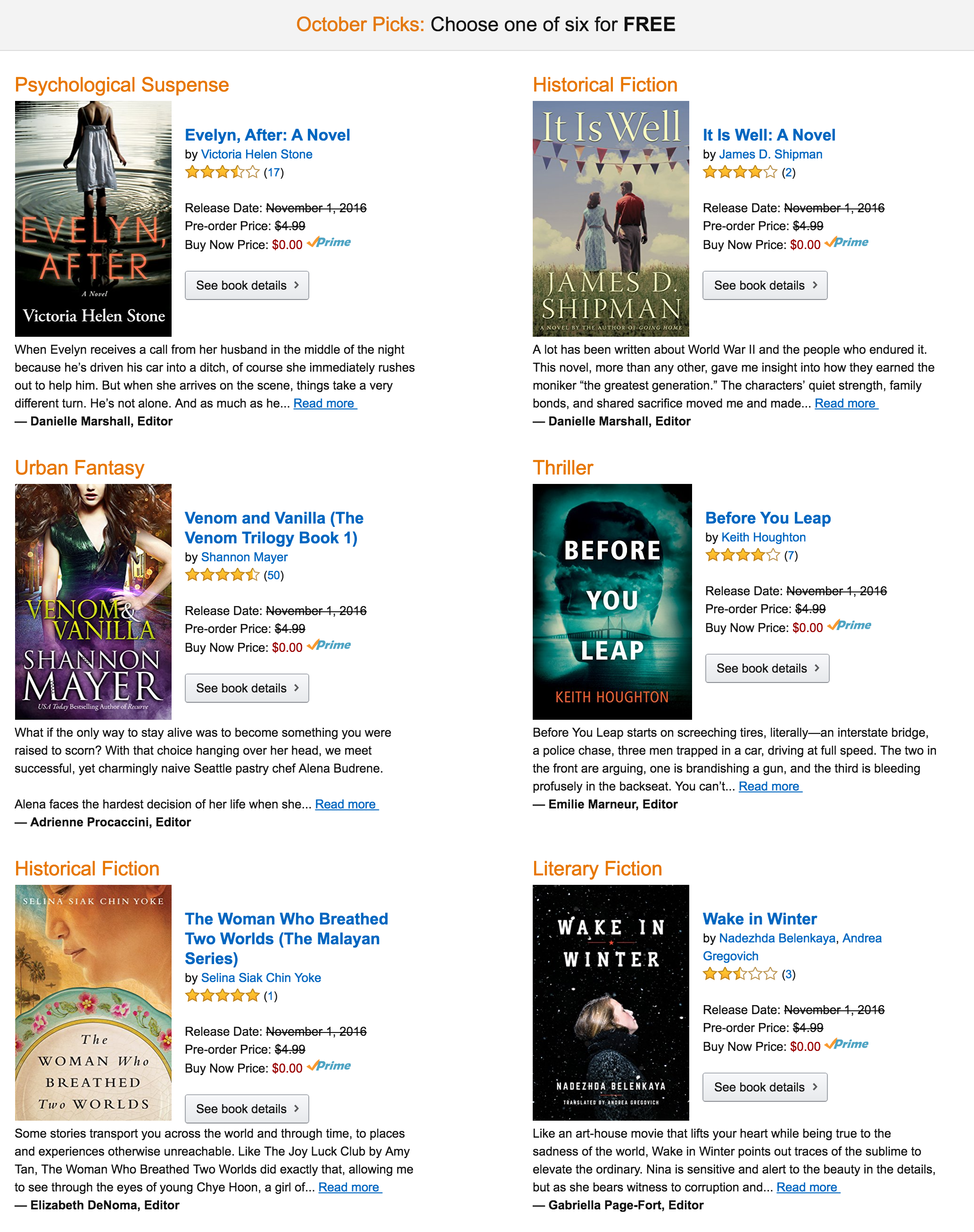 Kindle First eBook freebies for October: Evelyn, After, Before You Leap ...