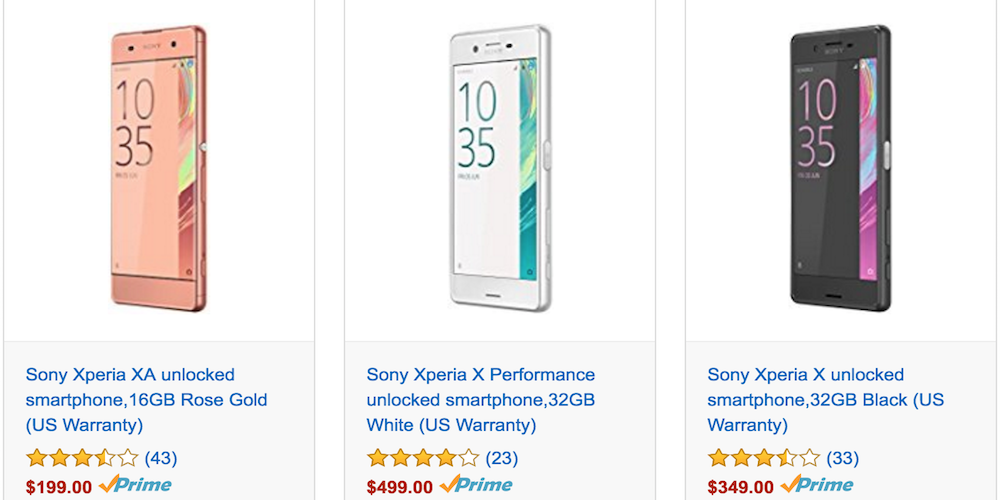 Save up to $150 on new unlocked Sony Android Phones in various colors ...