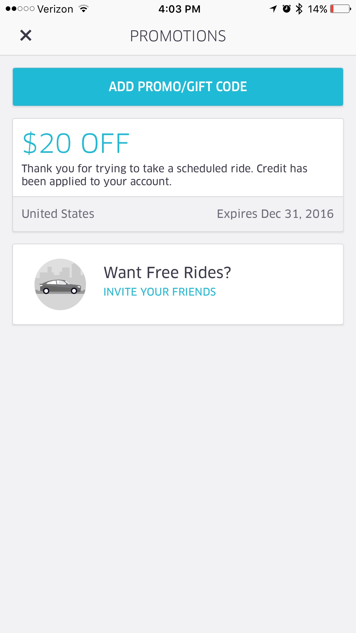Add this code to your Uber account and save $20 on your next ride