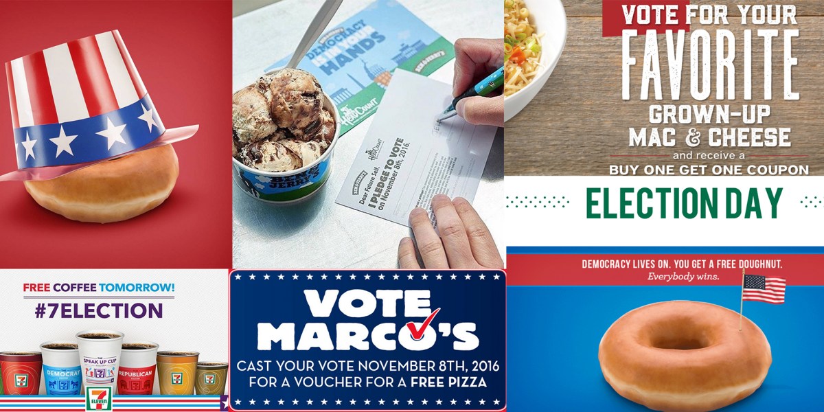 Election day freebies! Krispy Kreme Doughnuts, 7-Eleven Coffee, Marco's ...