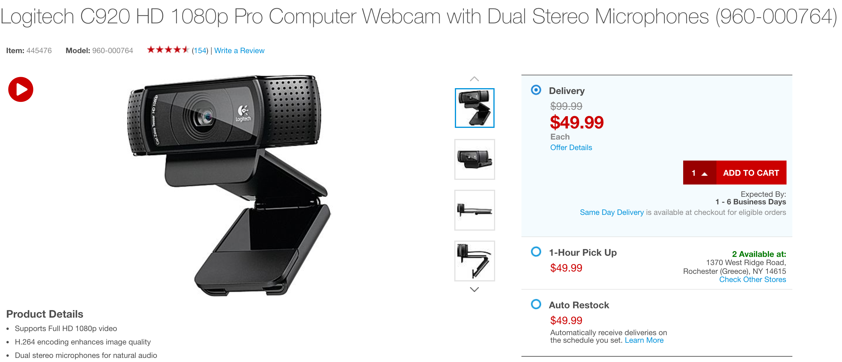 The best-selling Logitech HD Pro 1080p Webcam is back down to just $50 ...