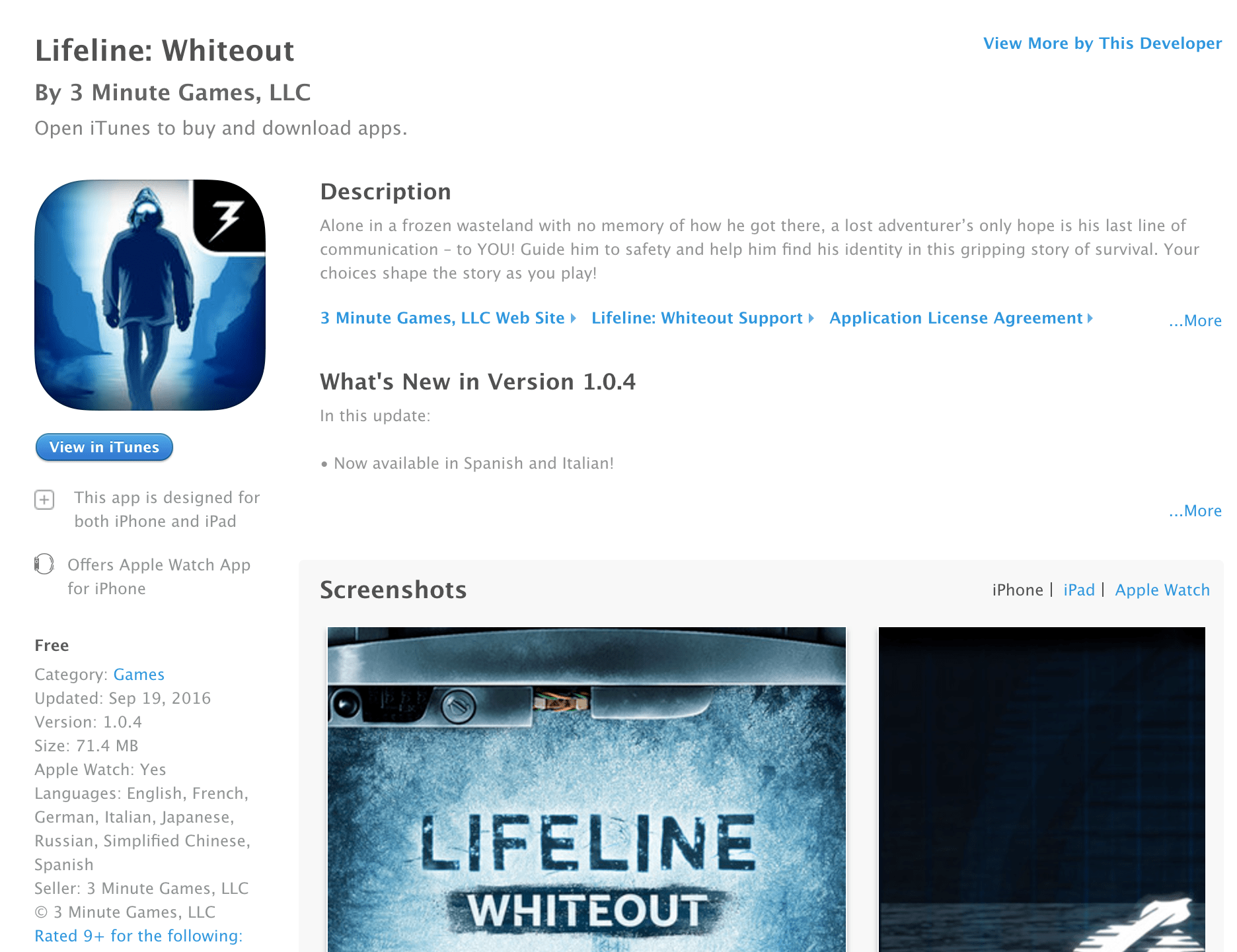 App Store Free App of the Week: Lifeline Whiteout for iOS goes free for ...