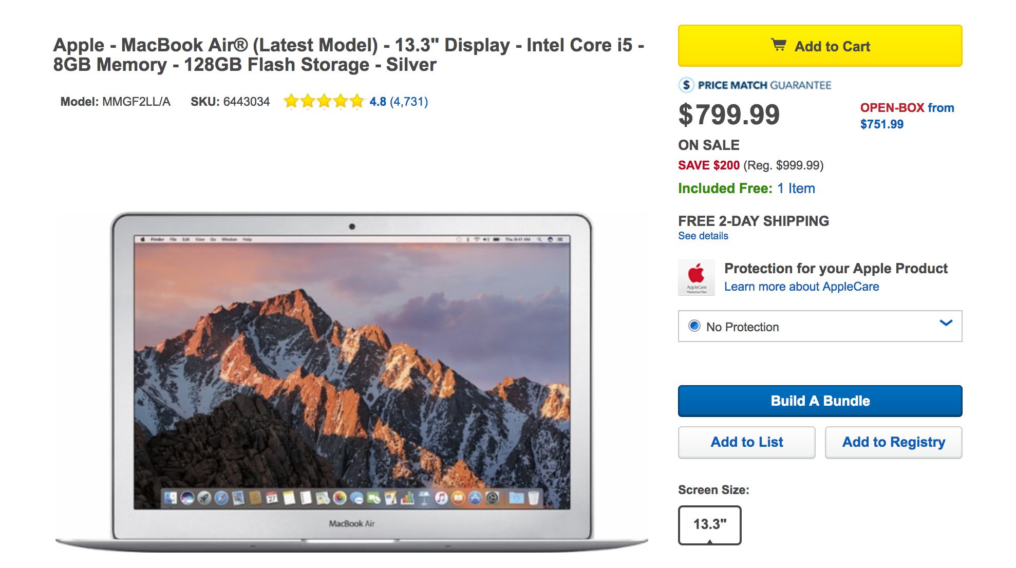 You can get a brand new Apple laptop today for less than $800 shipped ...