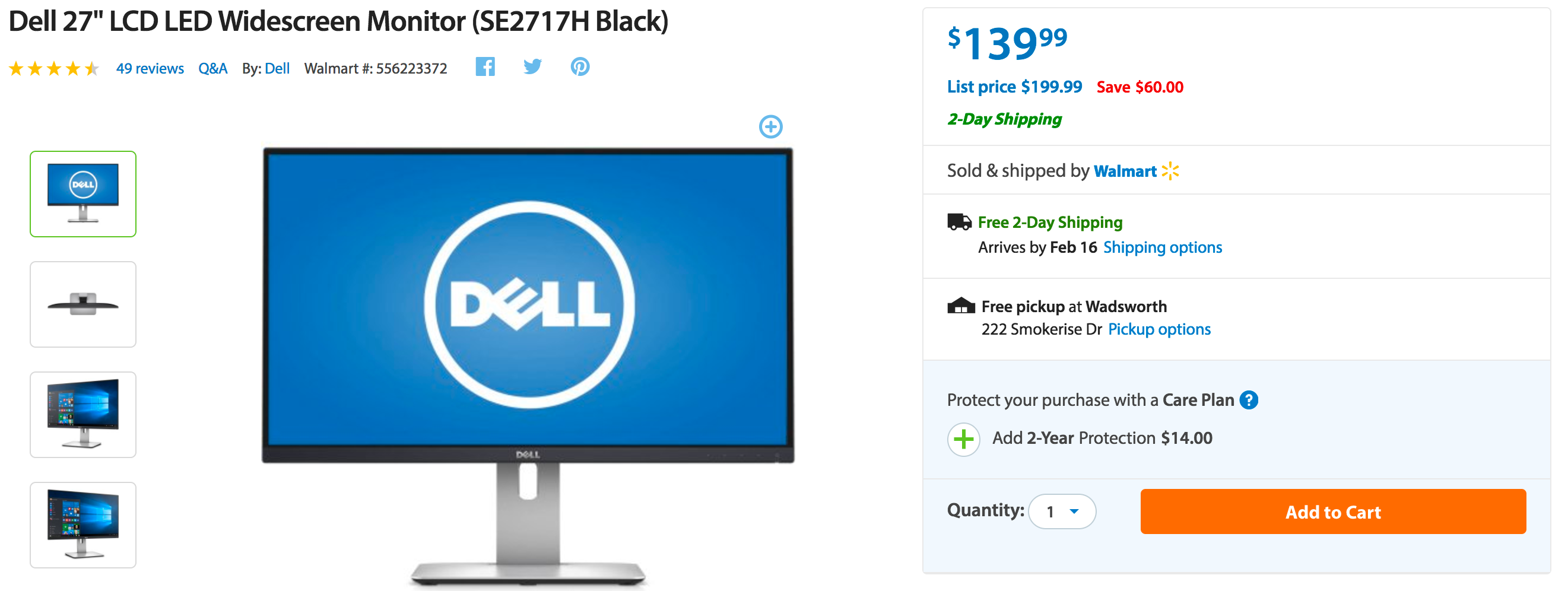 Take home one of these 27-inch 1080p Monitors w/ HDMI: Dell LED $140 ...