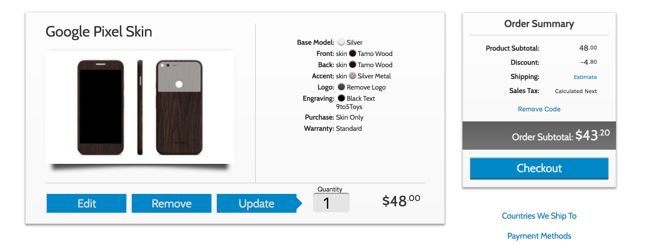 Get yourself a semi-bespoke Google Pixel skin in leather/wood/metallic ...