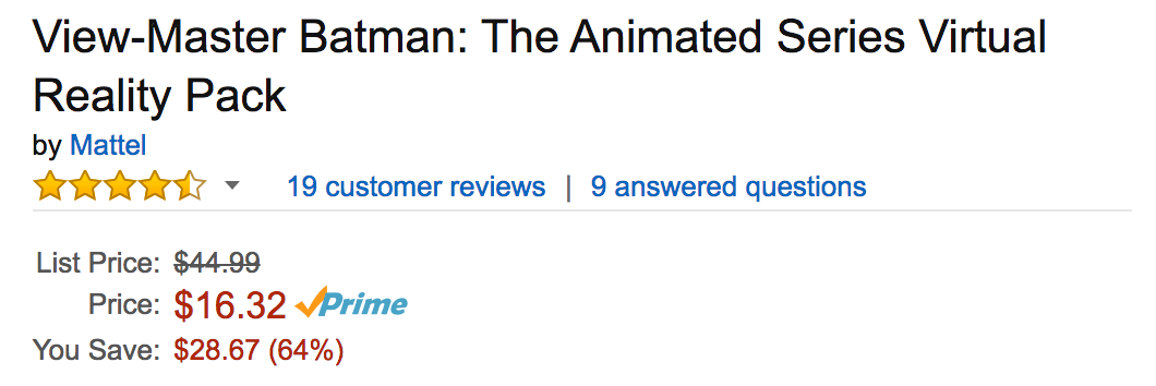 The special edition View-Master Batman Virtual Reality set is down to ...