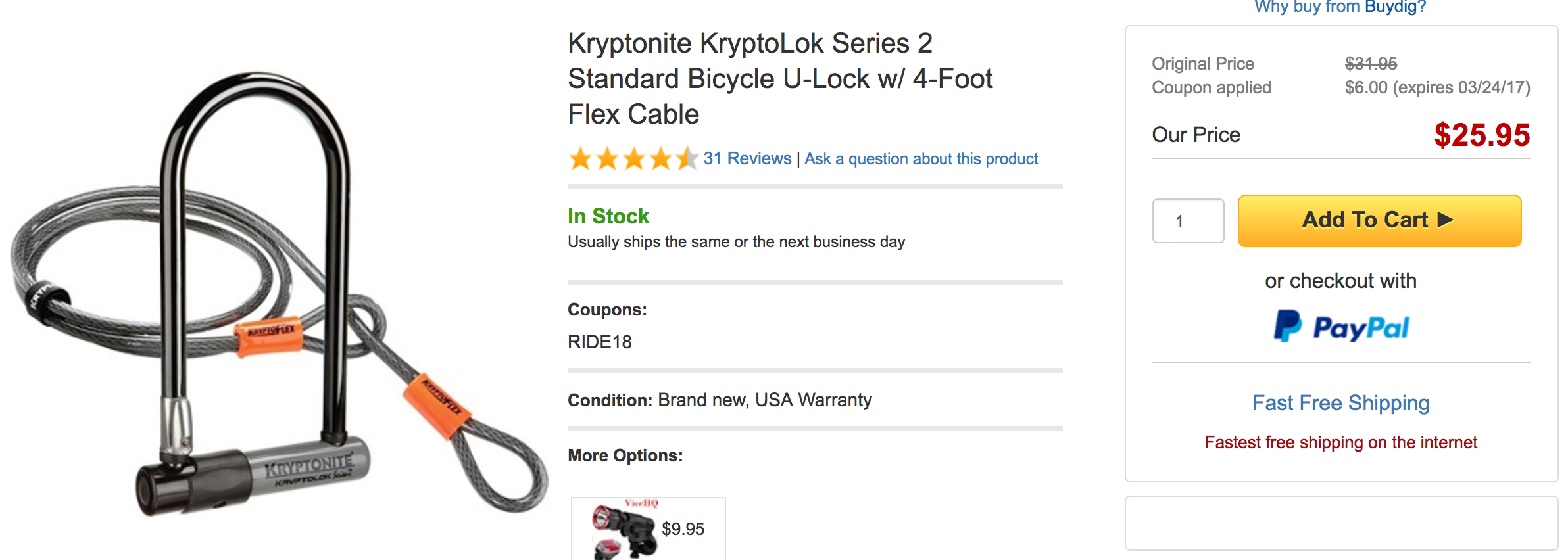 Kryptonite's highly-rated KryptoLok Bike U-Lock and 4 ft. Flex Frame ...