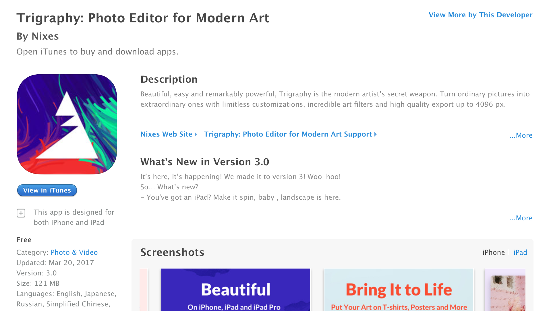 The artistic photo editor Trigraphy for iOS goes free for the first ...
