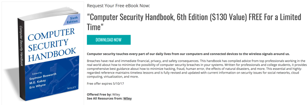 Free eBook: Computer Security Handbook, 6th Edition ($130 Value)