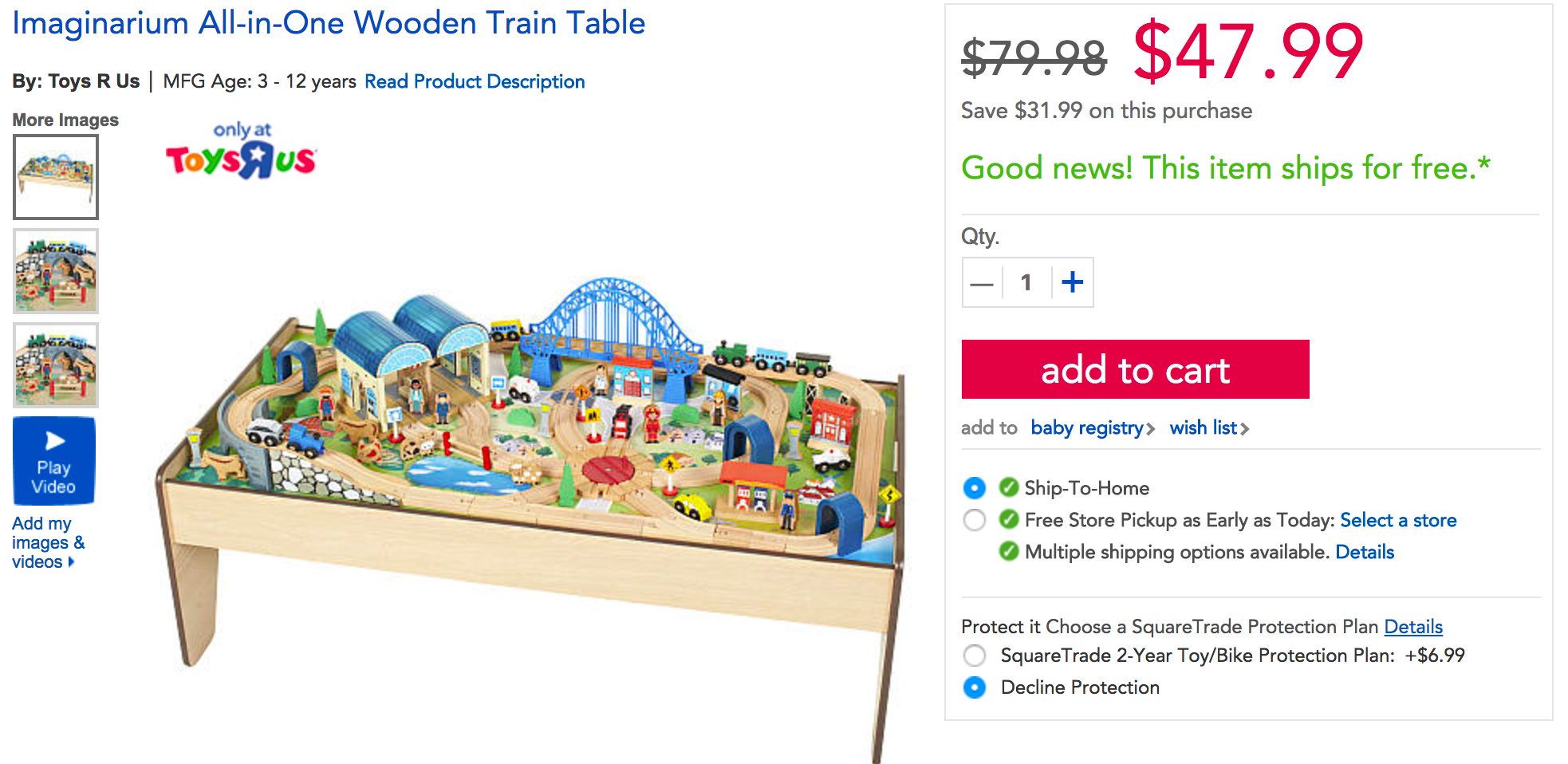 Imaginarium 100-Piece All-In-One Wooden Train Table for $48