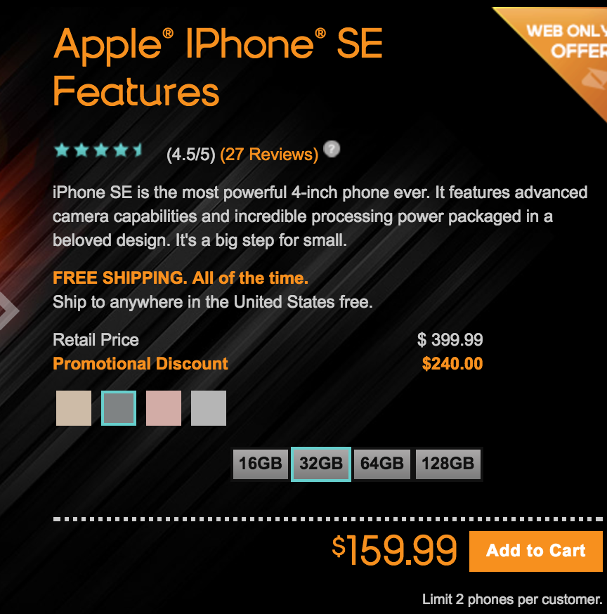 iPhone SE 128GB no-contract at Boost Mobile $260