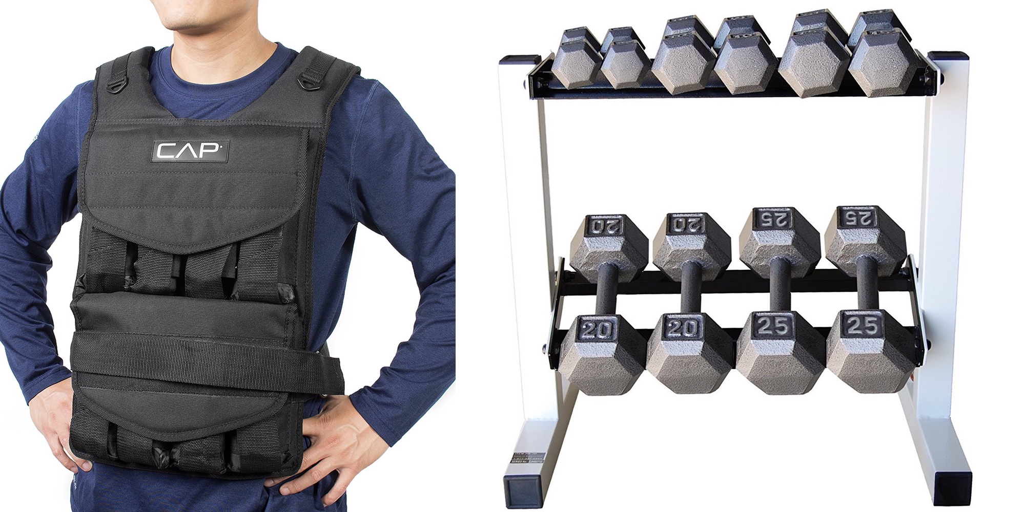 Amazon takes 25% off CAP Barbell products: Hex Dumbbell Set with Rack ...