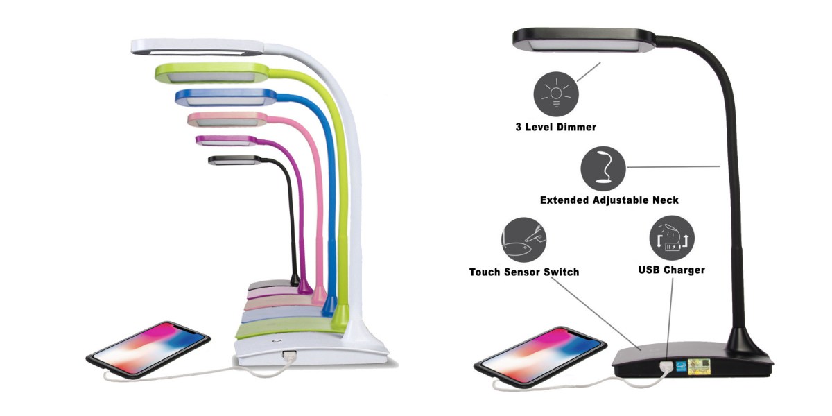 Dimmable LED Desk Lamps w/ USB Charging & multiple color options for $8 ...