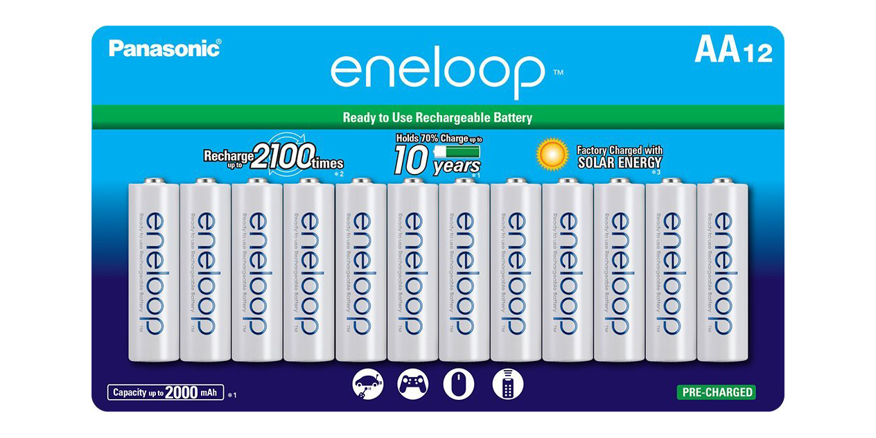 Panasonic top-rated AA eneloop rechargeable batteries: 12-pack $25.50 ...