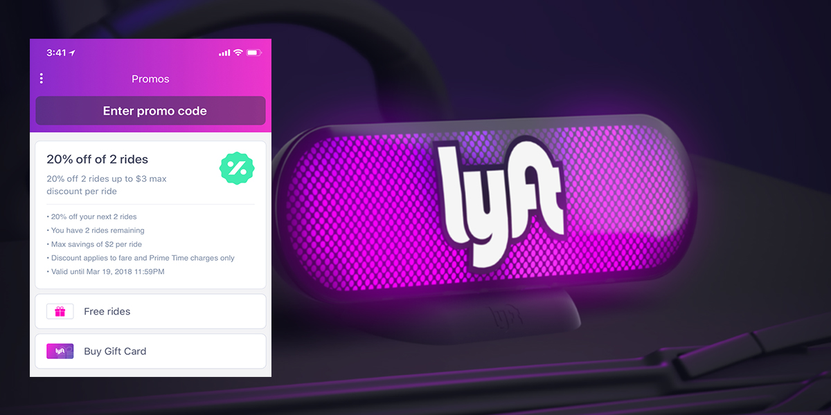 Take 20% off your next two Lyft rides with this promo code