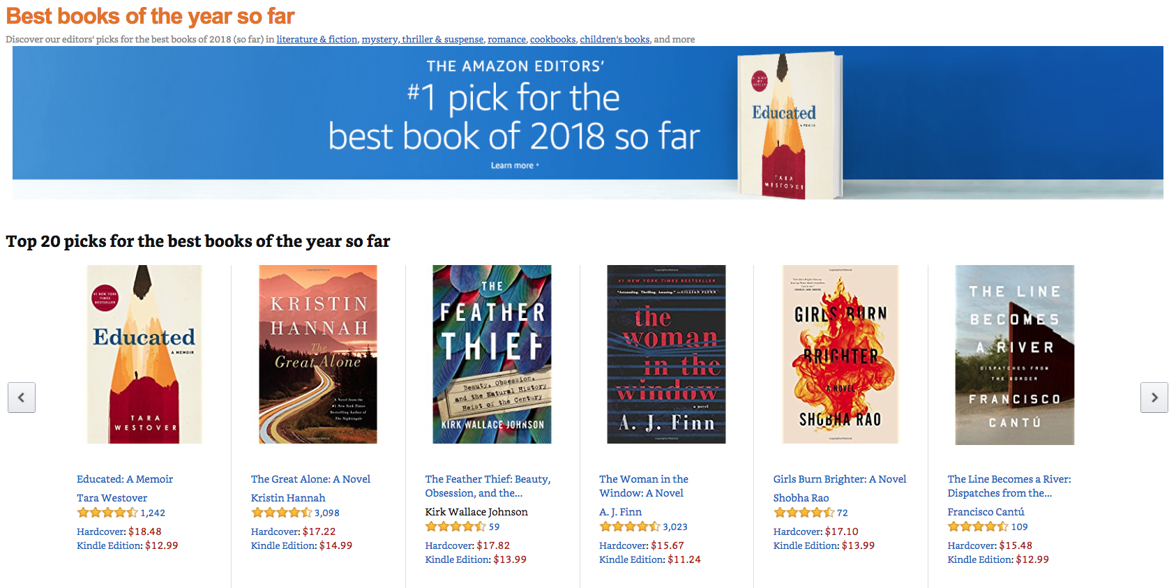 Here are Amazon's most popular books of 2018 (so far)