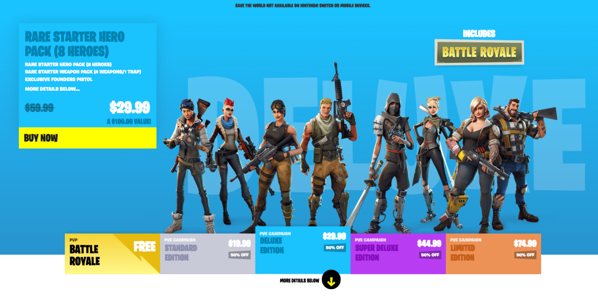 Grab the complete/limited edition versions of Fortnite right now at 50% off