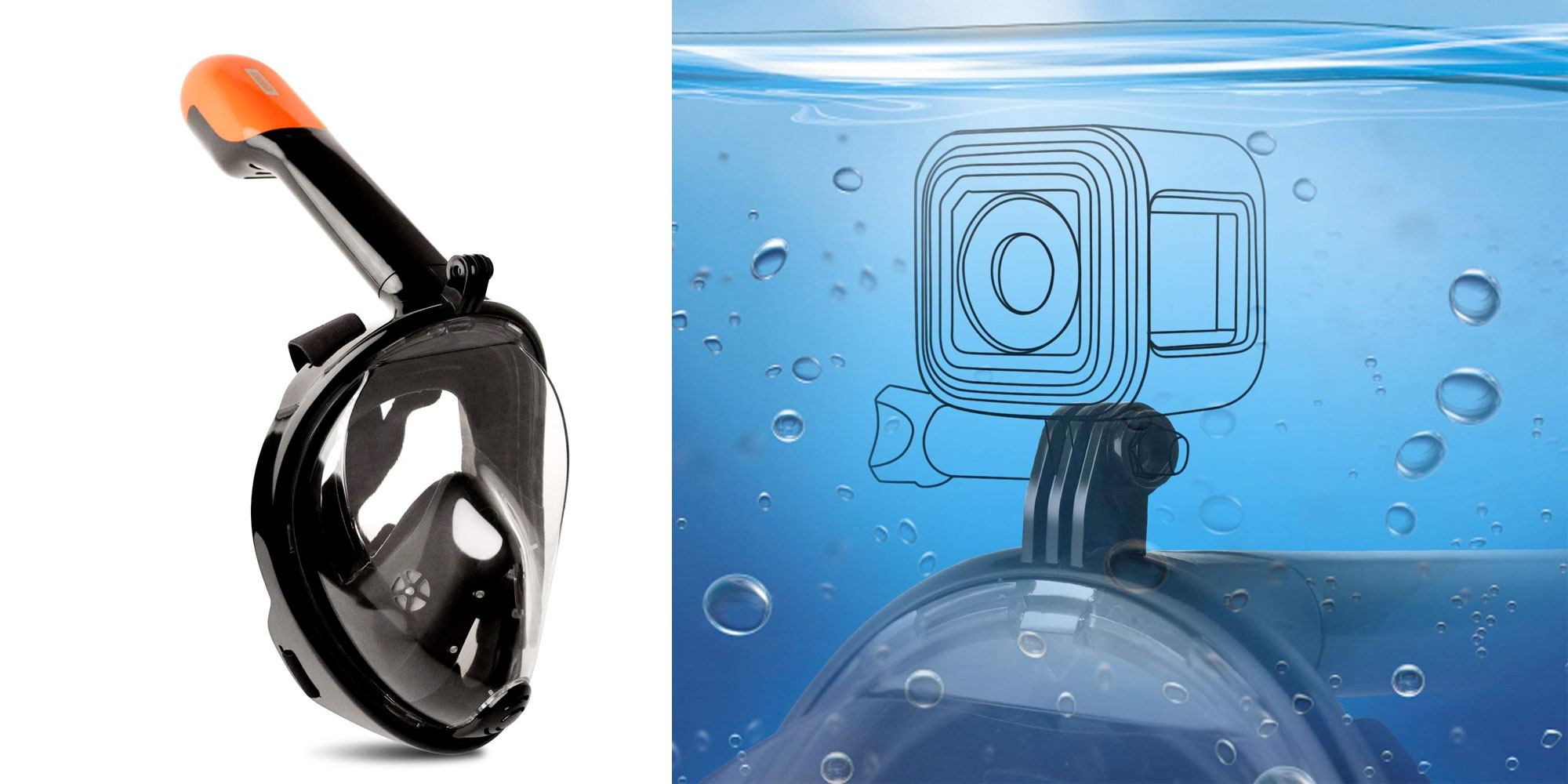 This snorkel mask has a GoPro mount to record your underwater ...