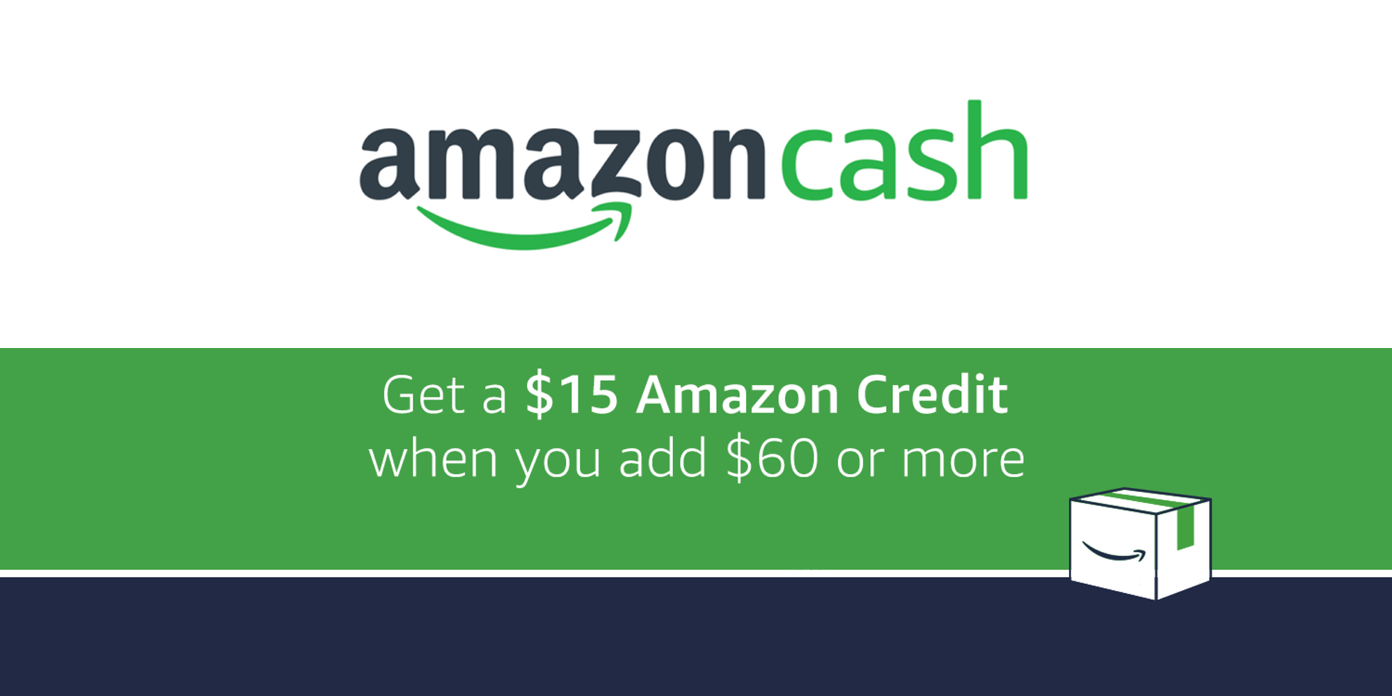 Score a free $15 credit when adding $60 to Amazon Cash (New customers only)