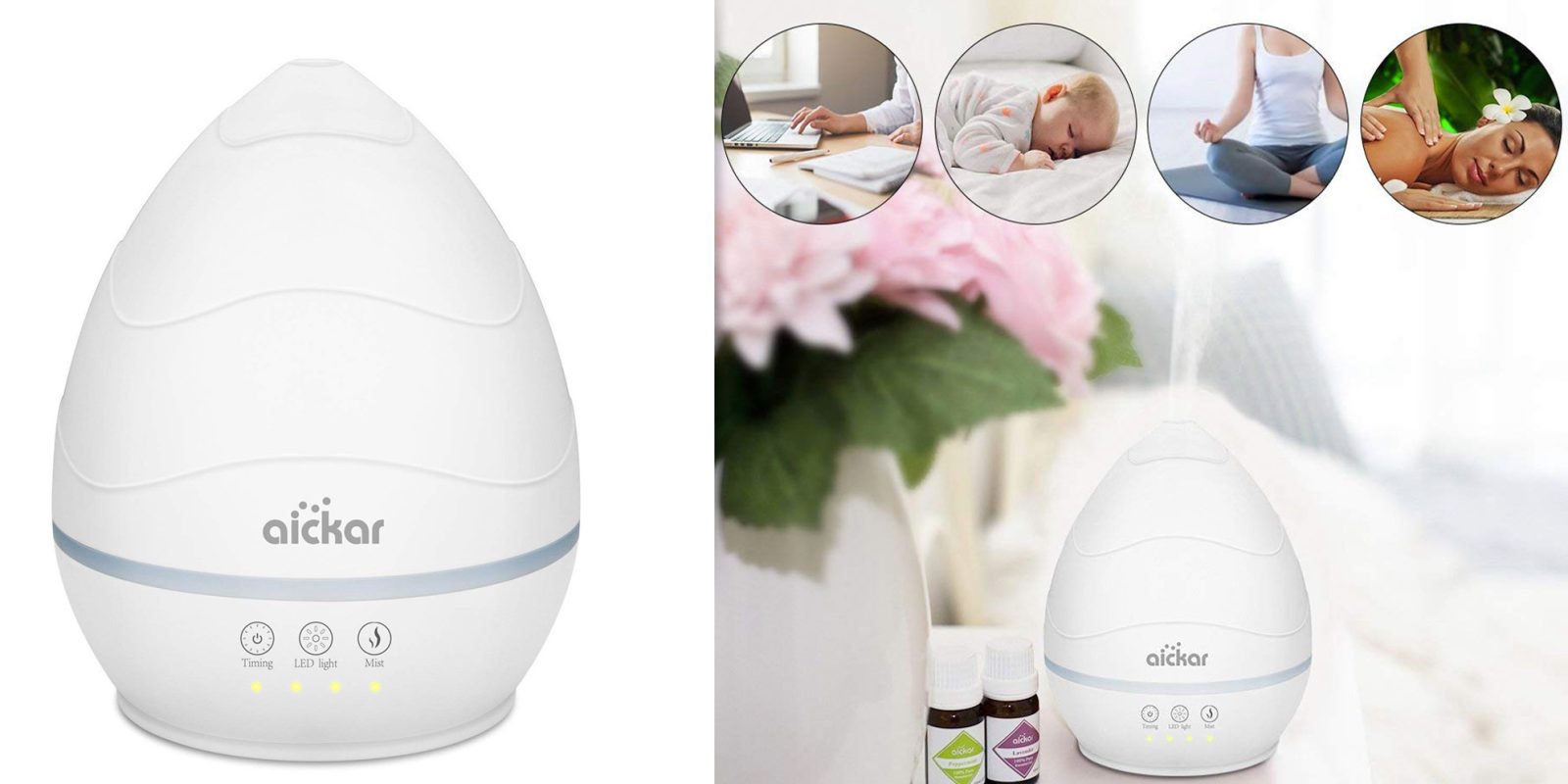 Mini Essential Oil Diffuser with 7 color LED lights and auto shut-off ...