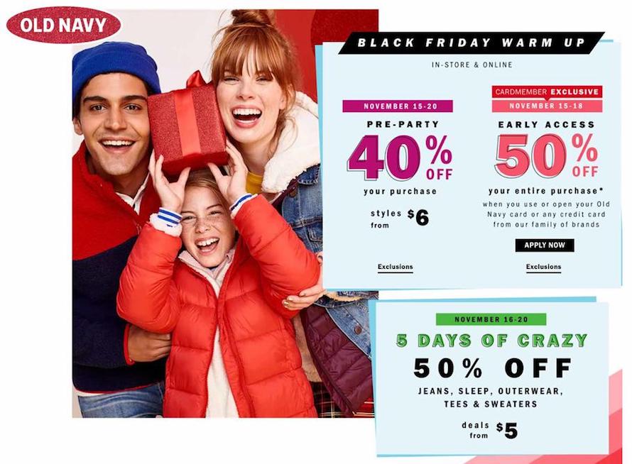 Old Navy Black Friday ad: 50% off sitewide, cardholder benefits, $1 ...