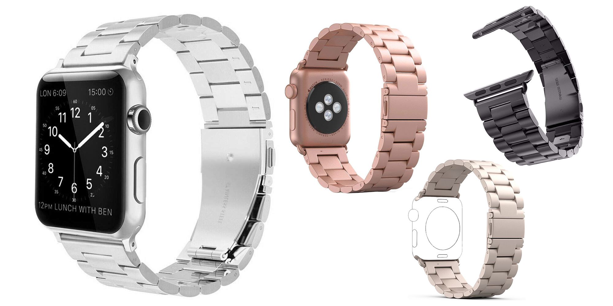 Pick up a stainless steel Apple Watch link band in various colors for ...