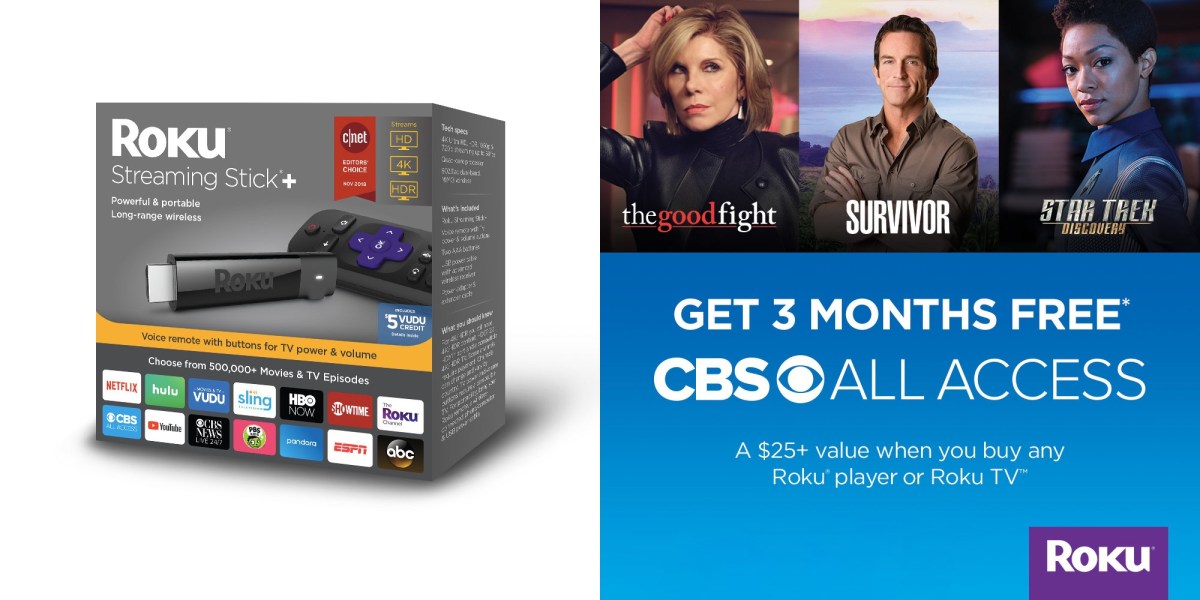 Grab a Roku 4K Streaming Stick+ w/ 3 months of CBS ALL ACCESS for $49 ...