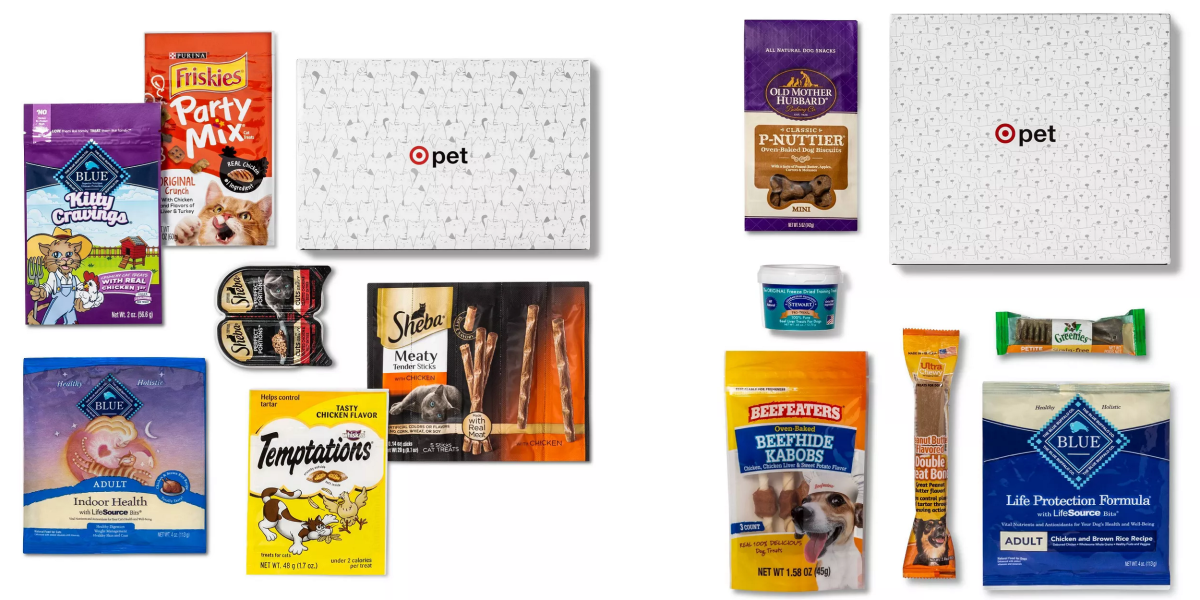 Score six brand-name dog or cat food samples in Target's $5 pet box