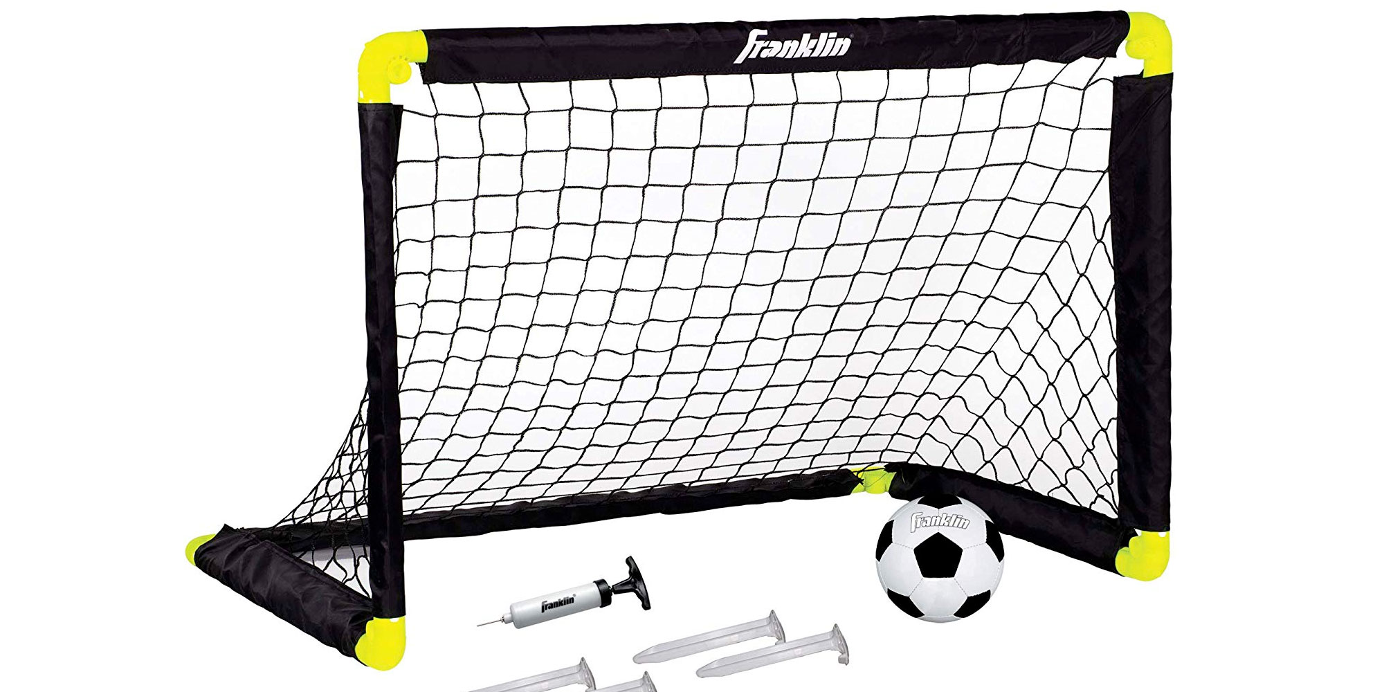 This mini soccer goal comes with a ball and more for $17.50 (Reg. $40)