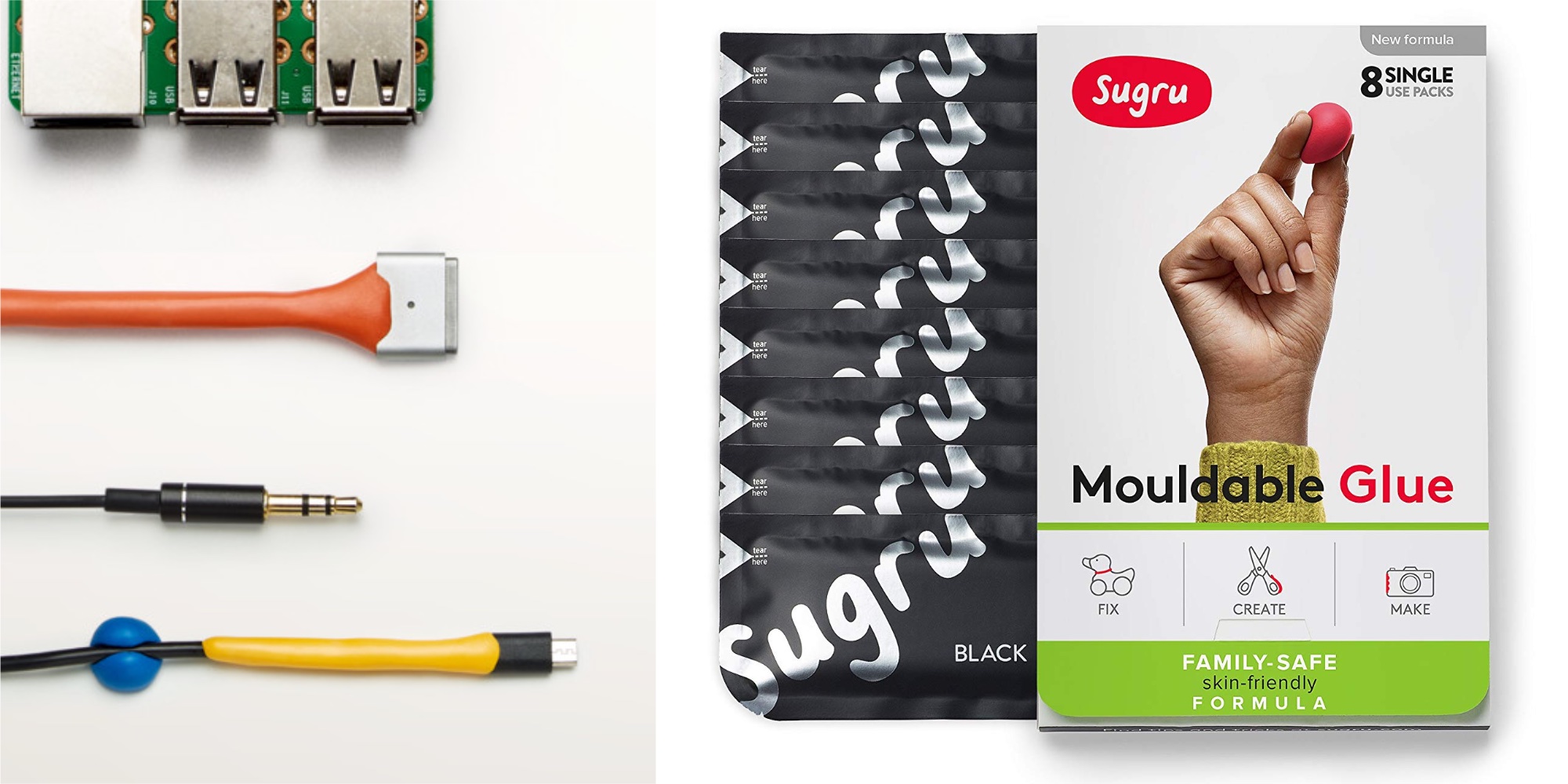 Repair frayed cables and more with an eight-pack of Sugru Moldable Glue ...