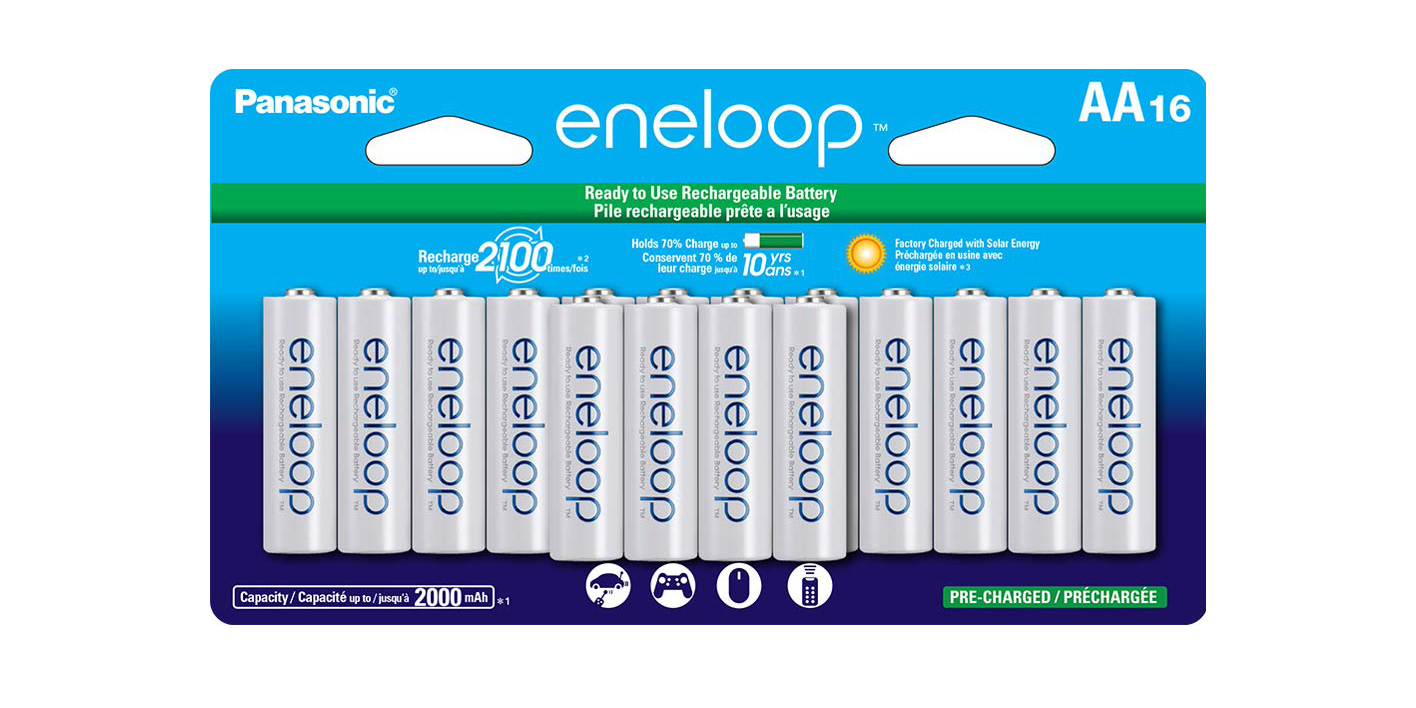 Get 16 Panasonic eneloop AA rechargeable batters for $30 shipped