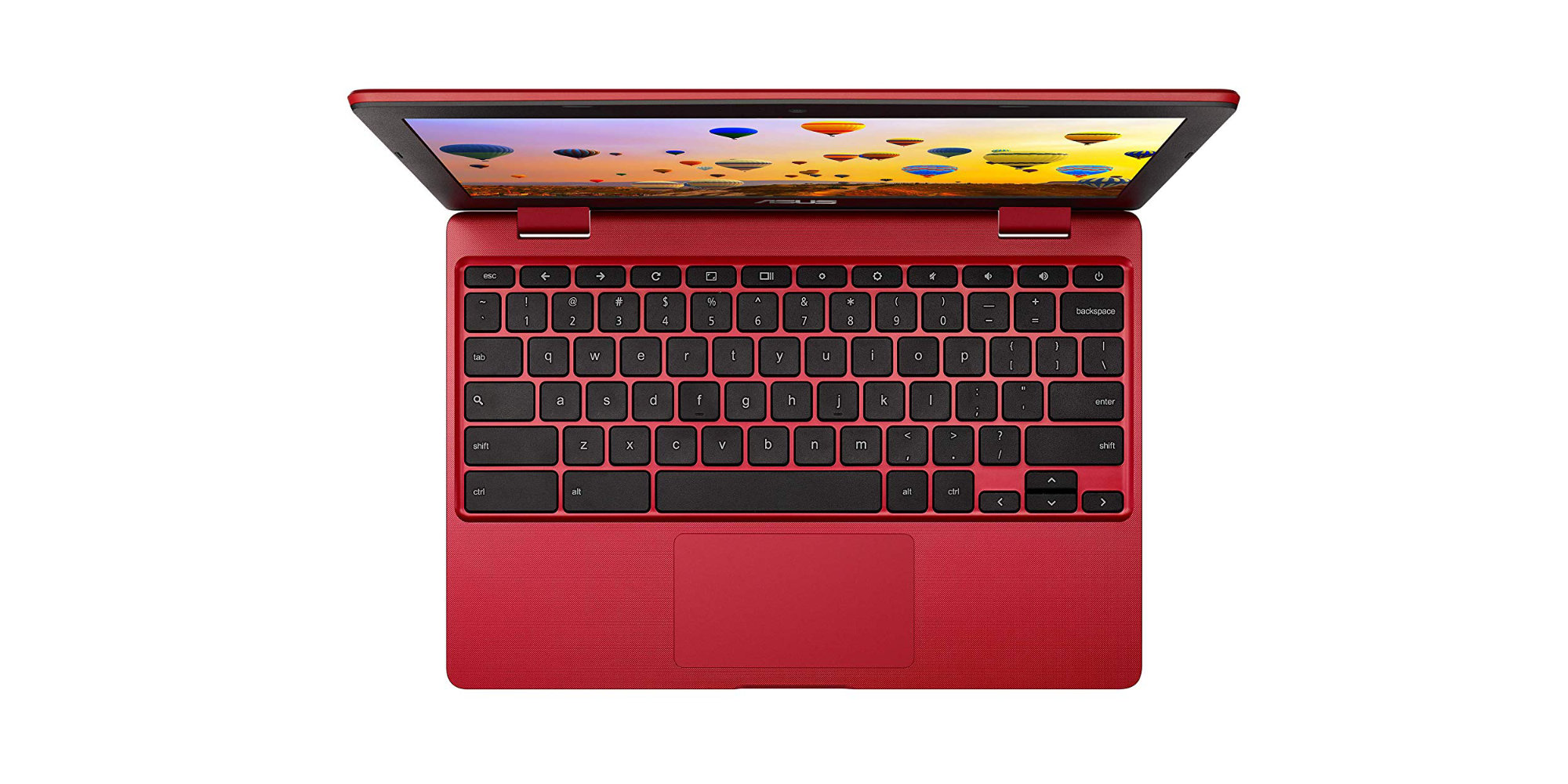 A red and black colorway adorns Asus' 11.6-inch USB-C Chromebook at $178.50