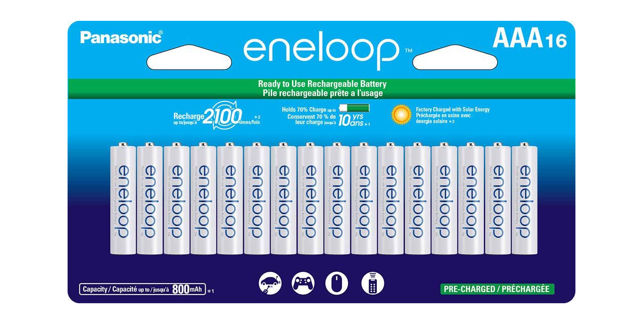 Upgrade to a 16-pack of Panasonic eneloop AAA rechargeable batteries ...