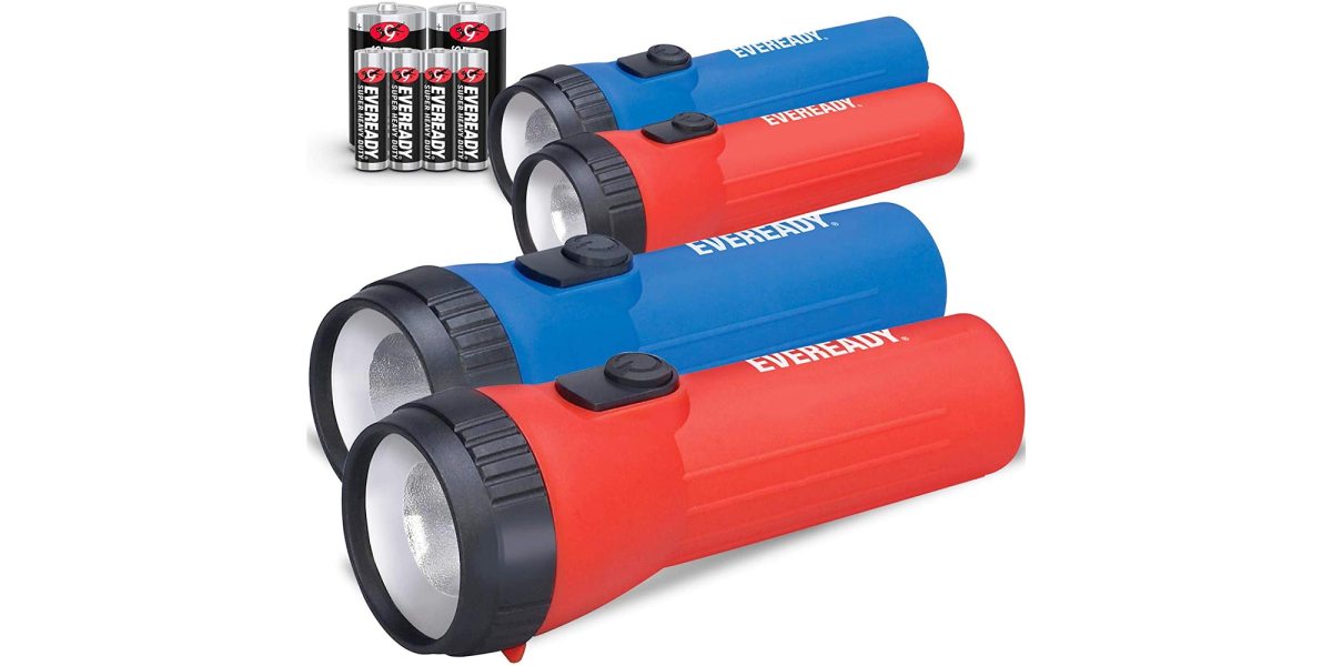 Eveready's 4-pack of LED flashlights come with batteries for just $2 each