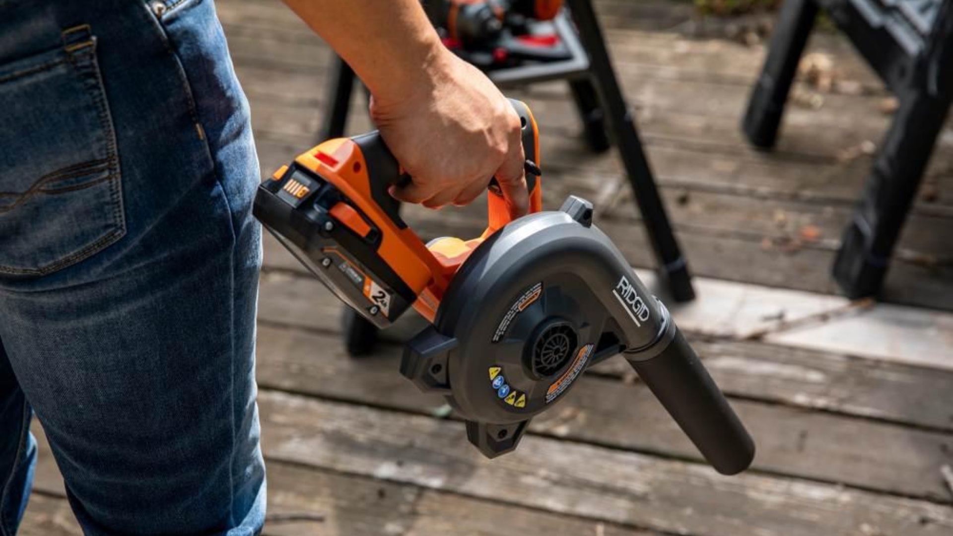 RIDGID's 18V cordless blower kit includes a 2Ah battery to clean up ...