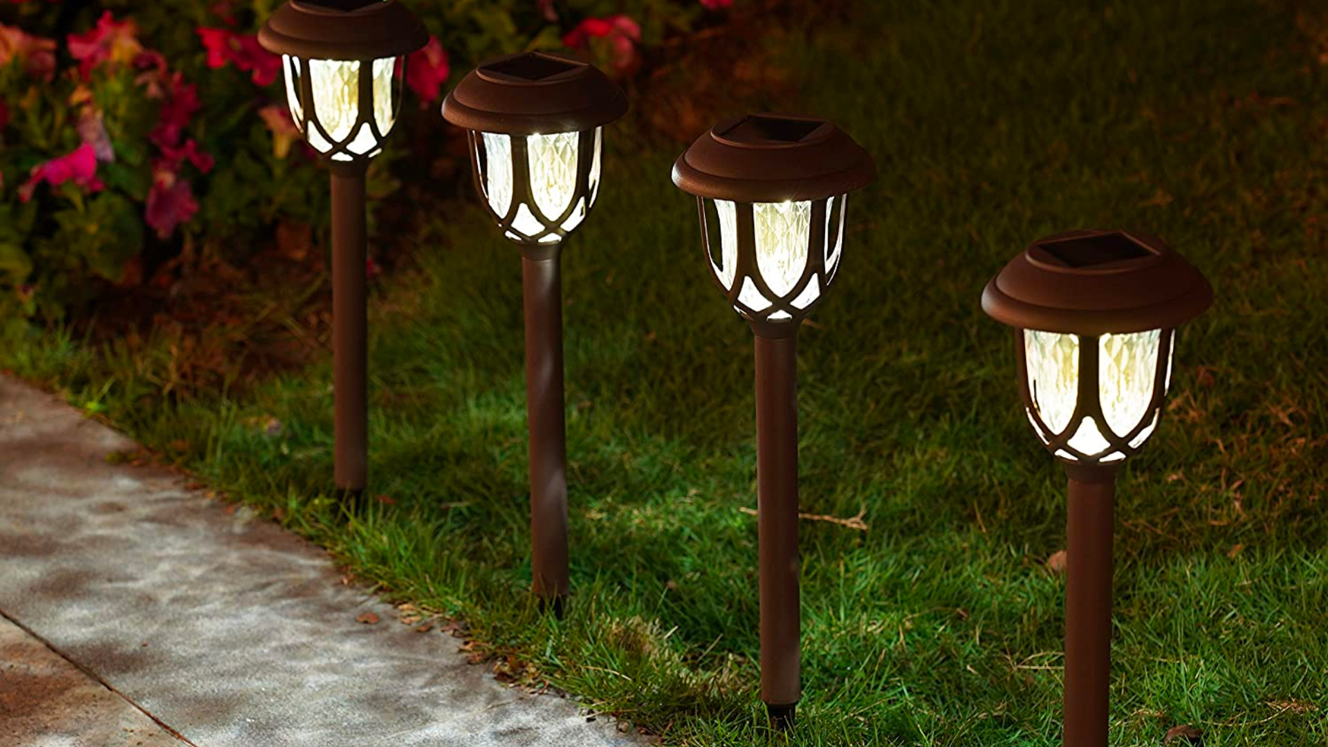 Illuminate your pathways with a 10-pack of solar outdoor LED lights for ...