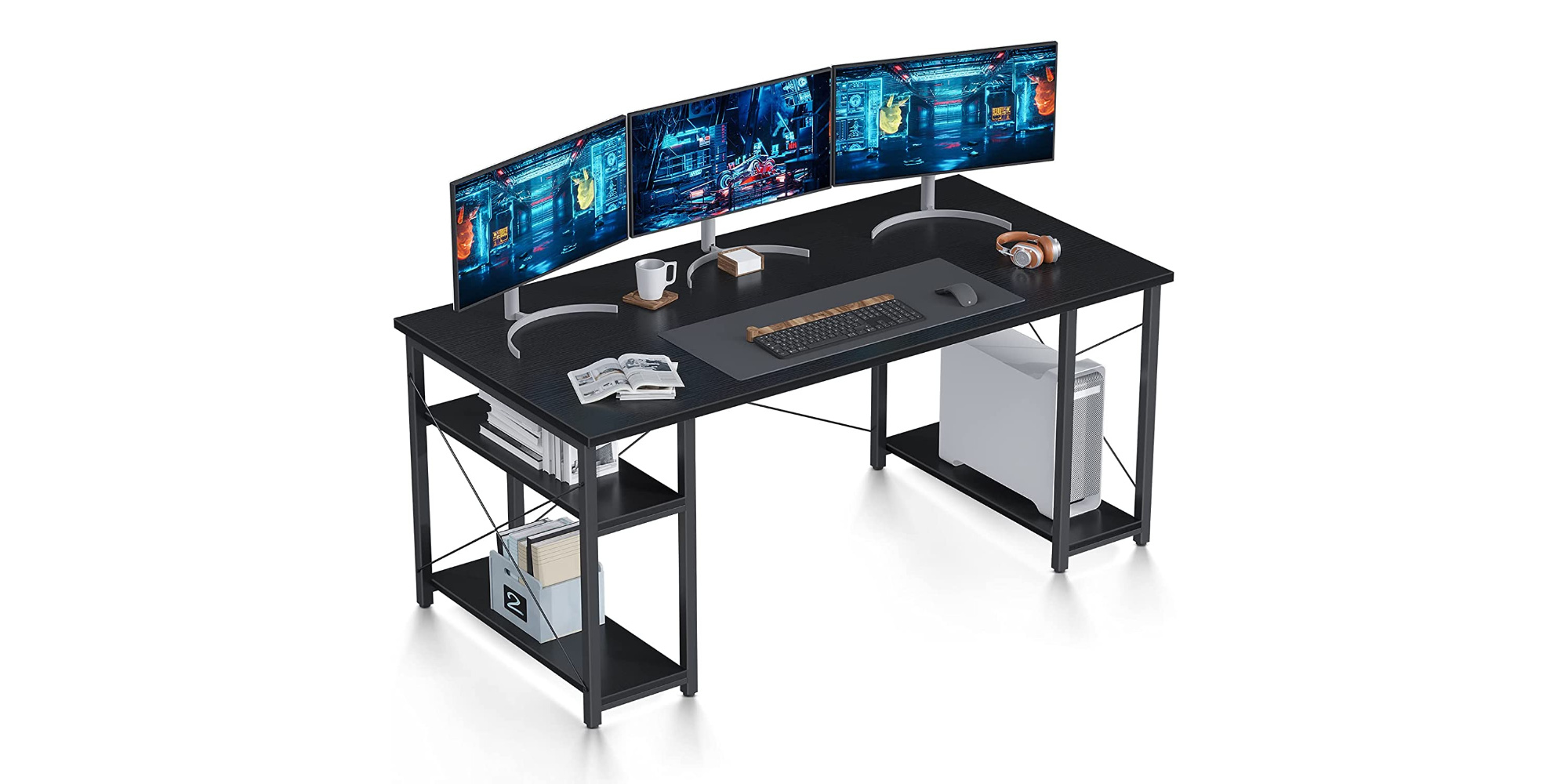This expansive 55-inch computer desk fits up to three monitors: $70 ...