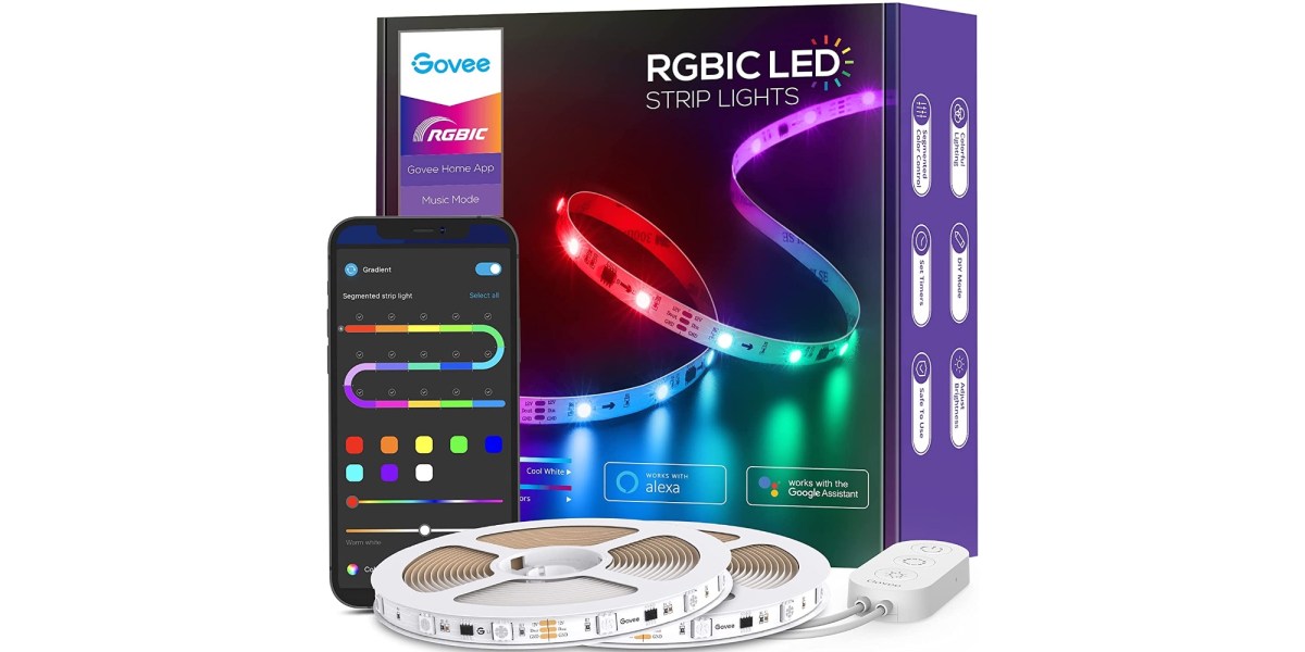 Govee's 33-ft. RGBIC light strip features individually addressable LEDs ...