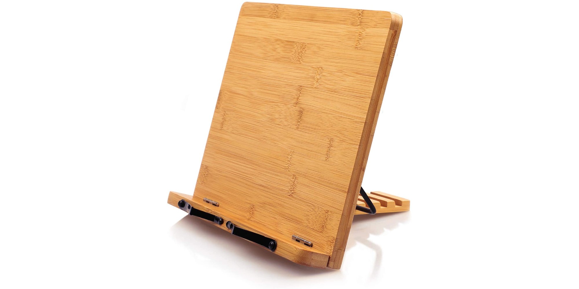 Just $7 will score you this highly-rated bamboo book and tablet stand ...