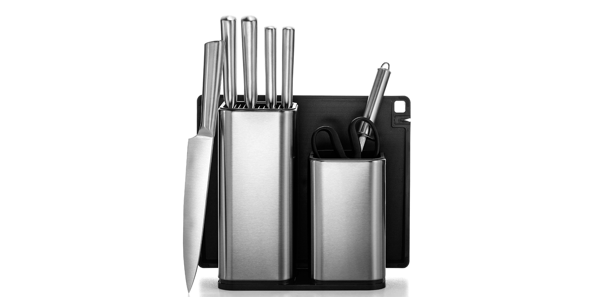 A high-end stainless steel build headlines this 10-pc. kitchen knife ...